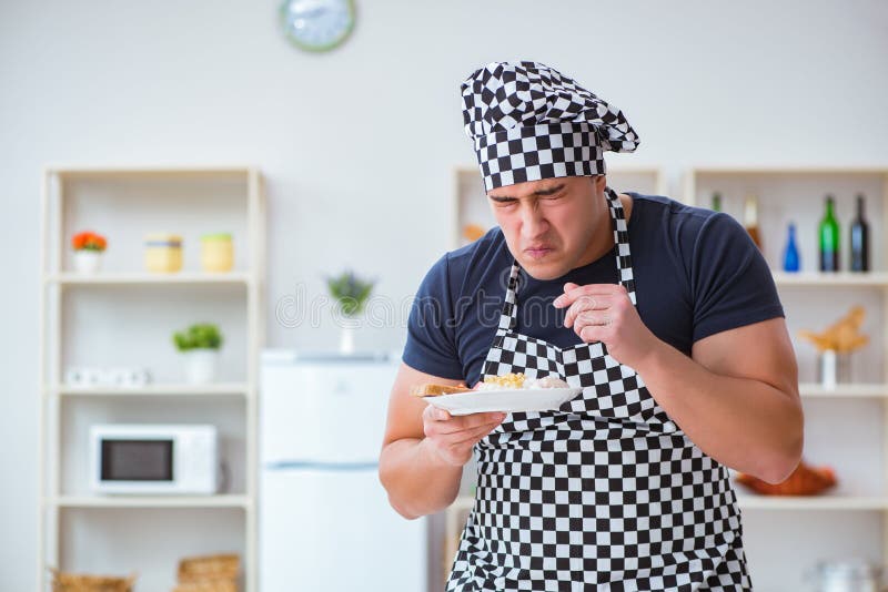 The Chef Cook Cooking a Meal Breakfast Dinner in the Kitchen Stock ...