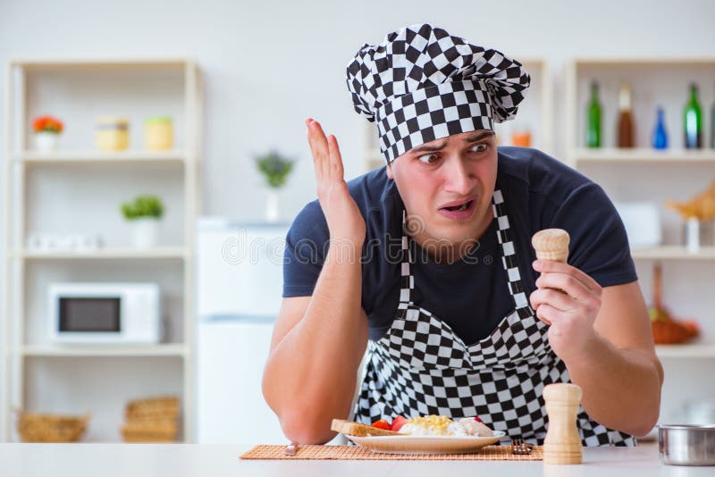 The Chef Cook Cooking a Meal Breakfast Dinner in the Kitchen Stock ...