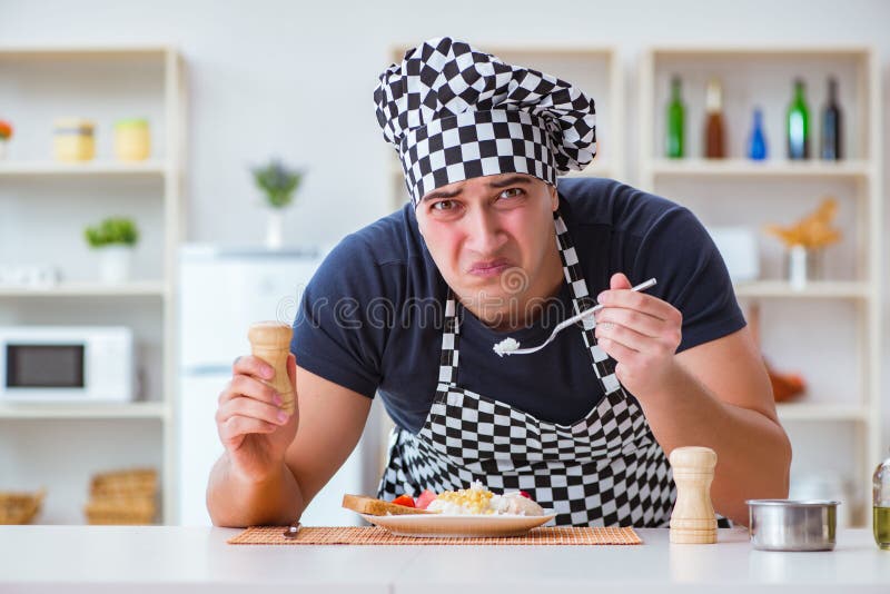 The Chef Cook Cooking a Meal Breakfast Dinner in the Kitchen Stock ...