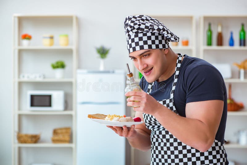 The Chef Cook Cooking a Meal Breakfast Dinner in the Kitchen Stock ...