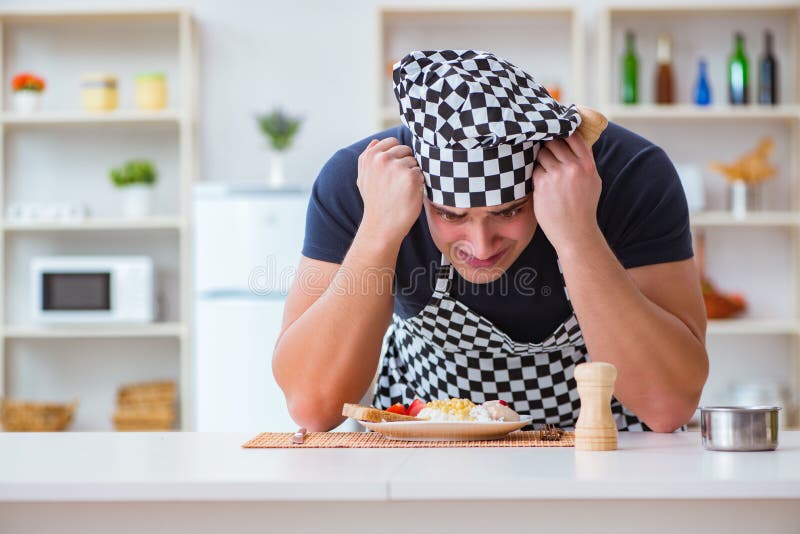 The Chef Cook Cooking a Meal Breakfast Dinner in the Kitchen Stock ...