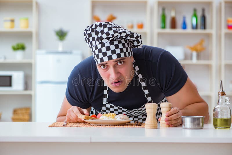The Chef Cook Cooking a Meal Breakfast Dinner in the Kitchen Stock ...