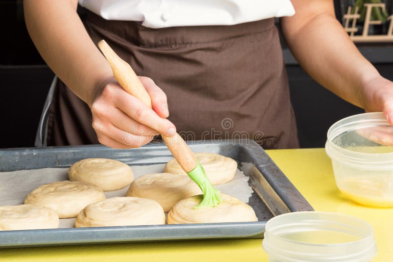 Chef in Cook Hat Working on Kitchen. Stock Photo - Image of portrait ...