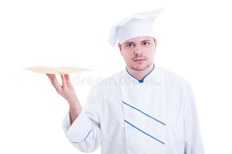 Chef or Cook Holding an Empty Plate, Platter or Dish Stock Image ...