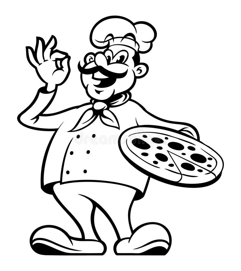 Chef Cook Holding a Pizza and and Making the Chefs Kiss Gesture ...