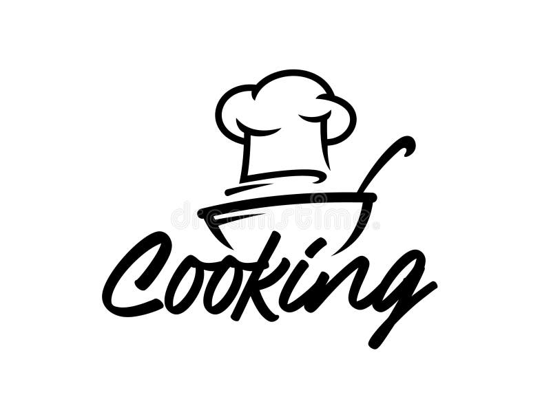 Chef Cook Icon, Black and White Cooking Label Stock Illustration ...