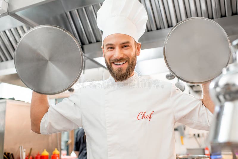 Chef cook at the kitchen stock photo. Image of portrait - 86223382