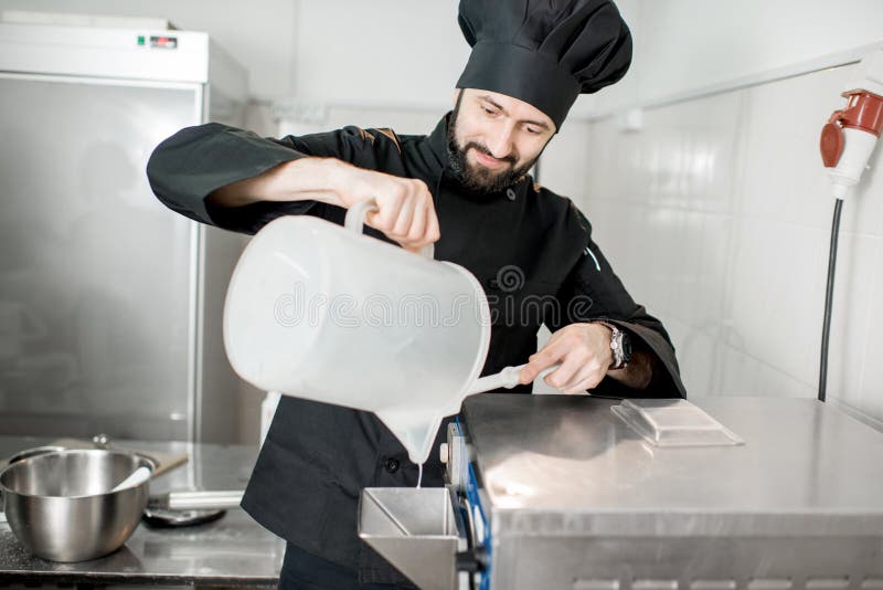 Chef cook making ice cream stock image. Image of product - 112773771