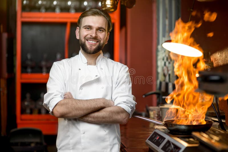Chef cook at the kitchen stock photo. Image of professional - 86223074
