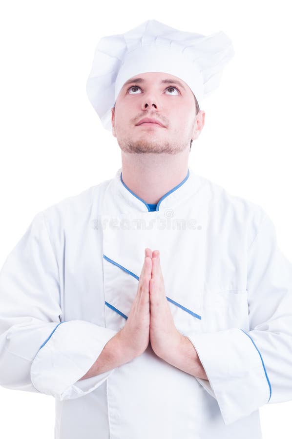 Chef or Cook Praying and Looking Up Stock Image - Image of male ...