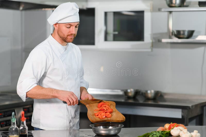 Chef Cook Preparing Vegetables in His Kitchen Stock Image - Image of ...
