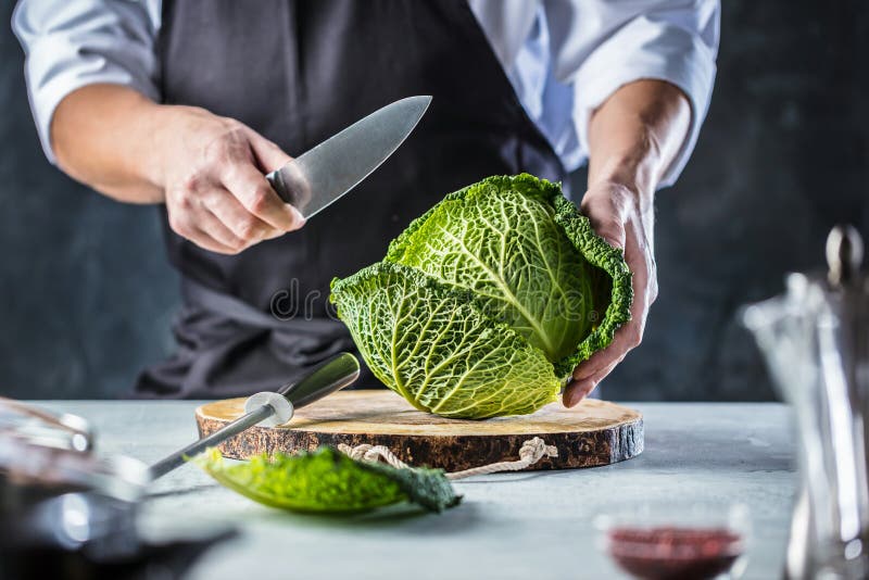 Chef Cook Preparing Vegetables in His Kitchen Stock Image - Image of ...