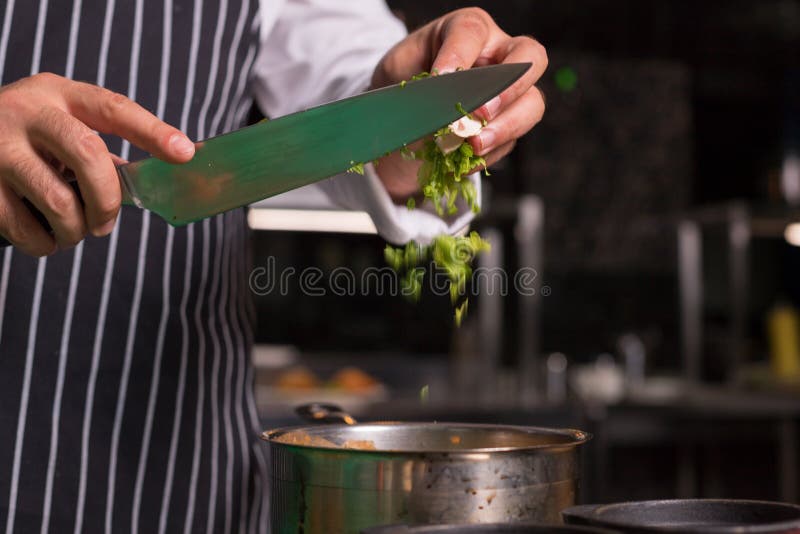 Chef Cook Preparing Vegetables in His Kitchen.Chef Cook Preparing ...