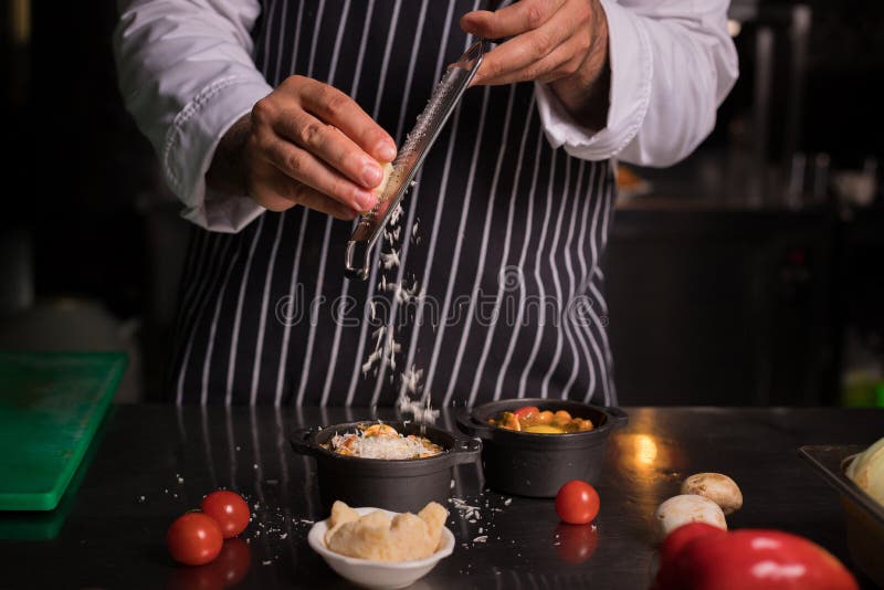 Chef Cook Preparing Vegetables in His Kitchen.Chef Cook Preparing ...