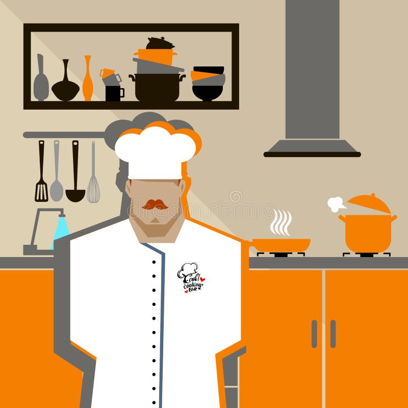 Chef Cook Serving Food Realistic Cartoon Character Design Stock ...