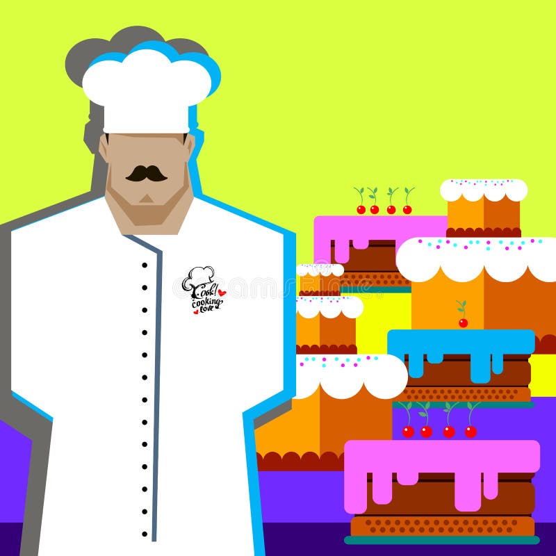 Chef Cook Serving Food Realistic Cartoon Character Design Stock ...