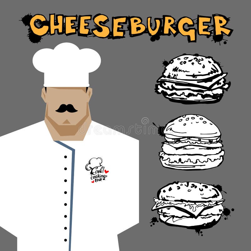 Chef Cook Serving Food Realistic Cartoon Character Design Stock ...