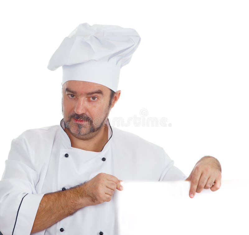 Chef Cook Showing at Blank Board Stock Image - Image of boardn ...