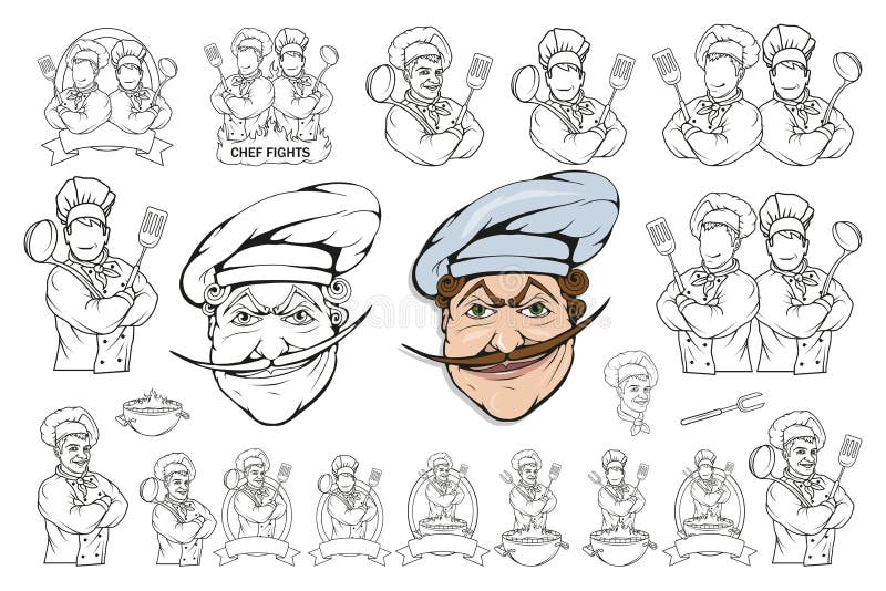 Chef Cook Standing in a Different Pose, Restaurant Boss, Cartoon Chef ...