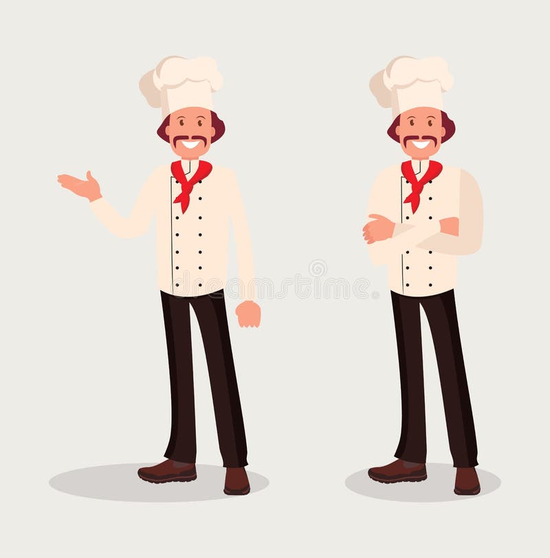 Chef Cook in Two Poses. Vector Illustration Stock Illustration ...