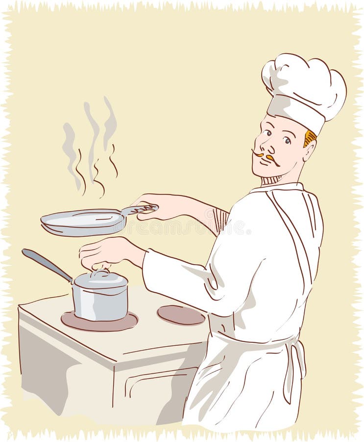 Chef cook at work stock vector. Illustration of hand, caucasian - 9910882