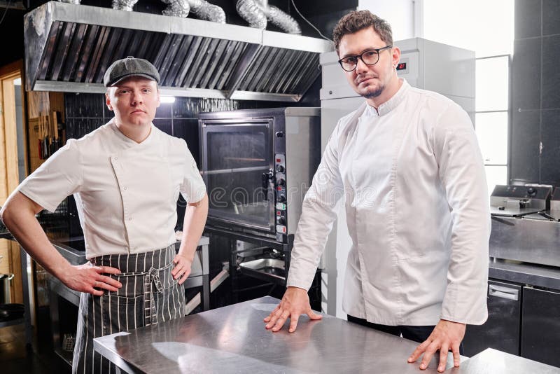 Chef and Cook Working in Kitchen Stock Image - Image of clean ...