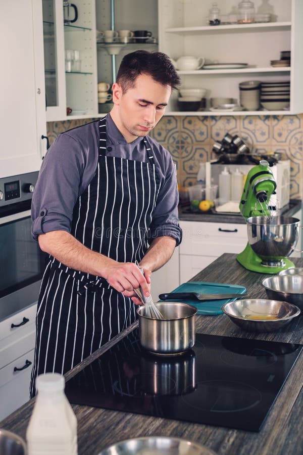 Chef Cook Working on a Modern Kitchen at Home Stock Image - Image of ...