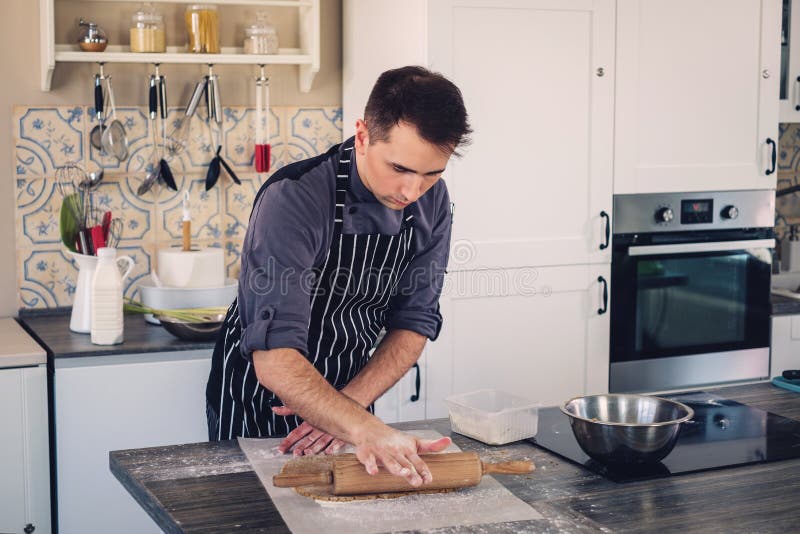Chef Cook Working on a Modern Kitchen at Home Stock Photo - Image of ...