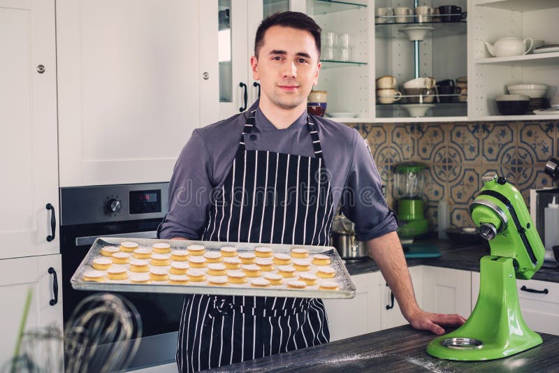 Chef Cook Working on a Modern Kitchen at Home Stock Image - Image of ...