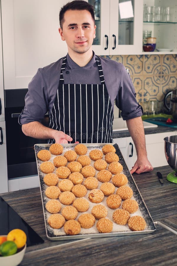Chef Cook Working on a Modern Kitchen at Home Stock Photo - Image of ...