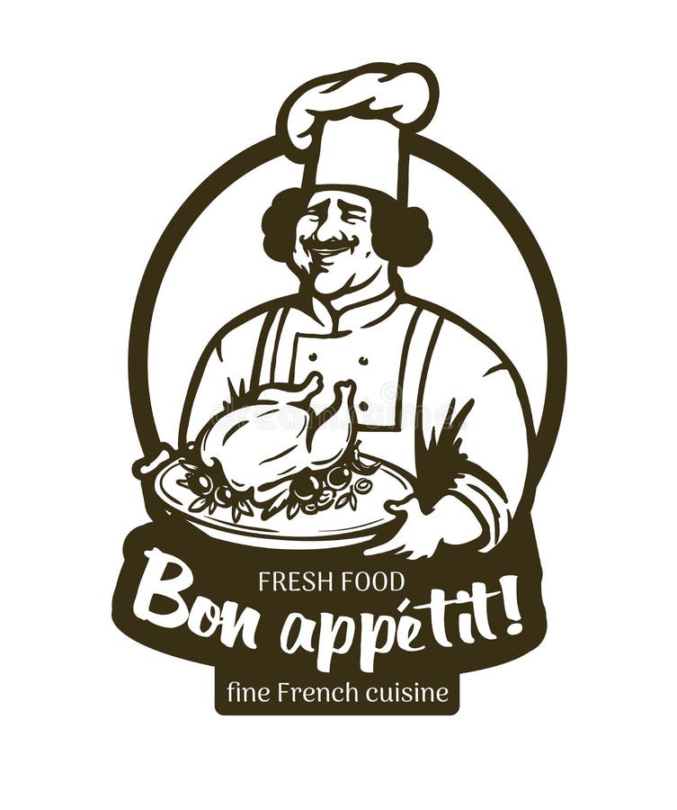 The Chef Cooked a Peking Chicken. Vector Logo in Flat Style Stock ...