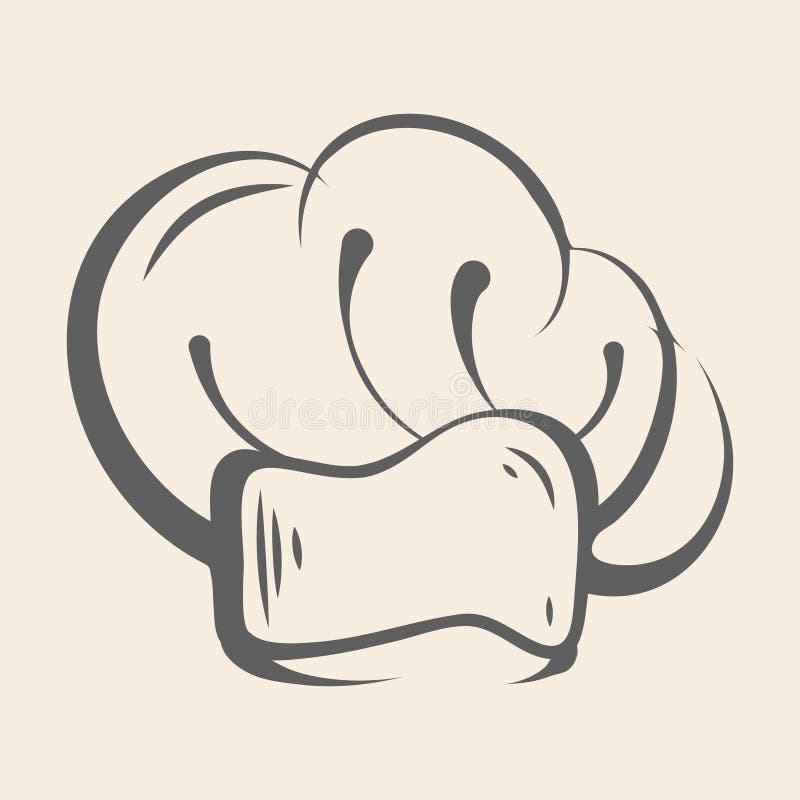 Chef Cooker Cap Icon, Logo, Hand Drawn Sketch Style, Outline Emblem ...