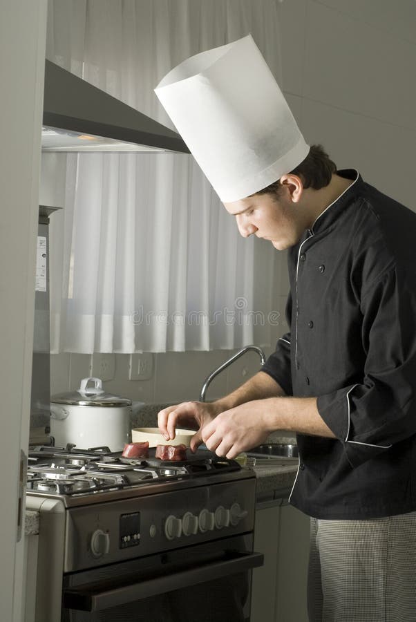 Three Chefs in Team in Hotel or Restaurant Kitchen Stock Image - Image ...