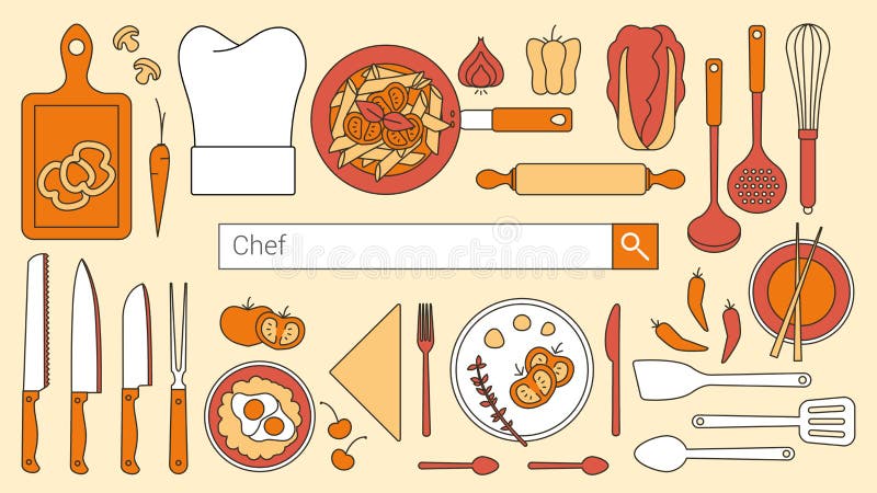 Chef and cooking banner stock vector. Illustration of cuisine - 59684108