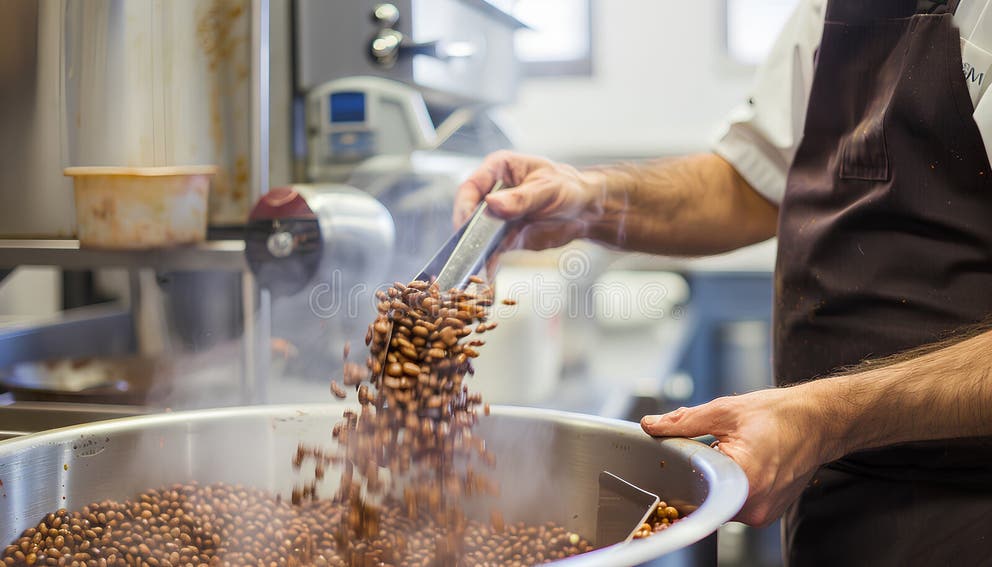 Chef Cooking Beans at Commercial Kitchen-bean Stock Photo - Image of ...