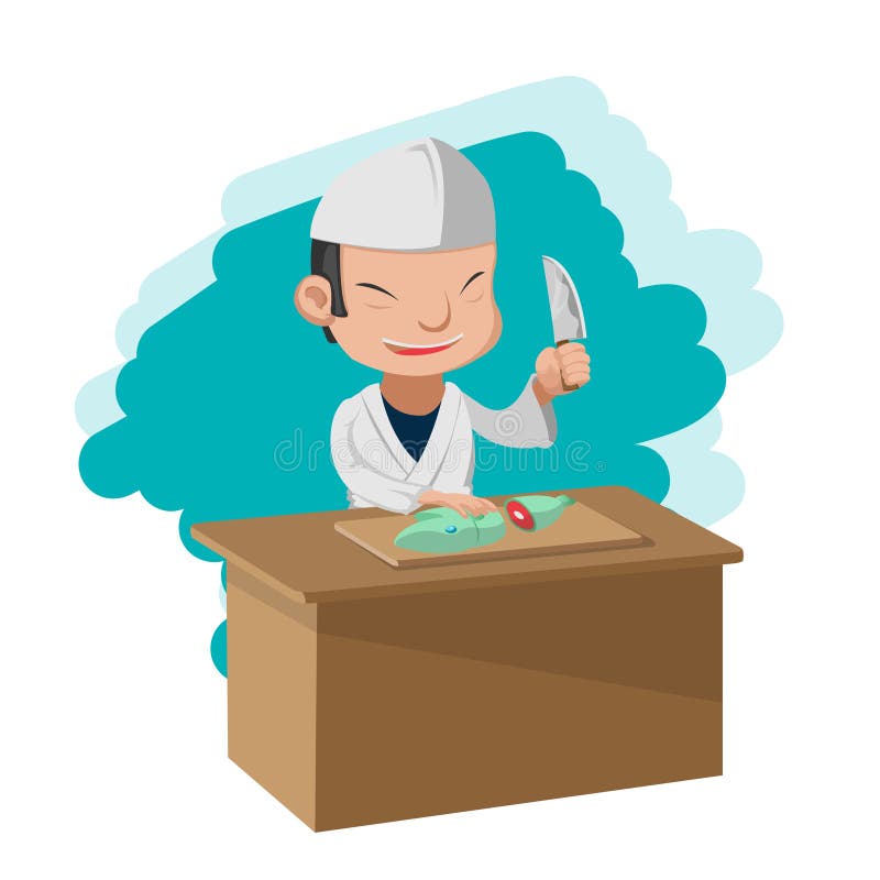 Chef Cooking Cartoon Character Japan Stock Vector - Illustration of ...
