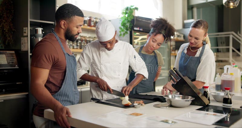 Chef, Cooking Class and Vegetables in Kitchen for Learn, Teacher and ...