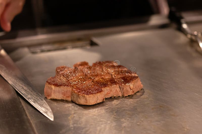 Chef Cooking a Delicious Steak on the Grill Stock Photo - Image of ...