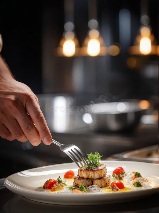 Chef Cooking Dish on the Plate Stock Illustration - Illustration of ...