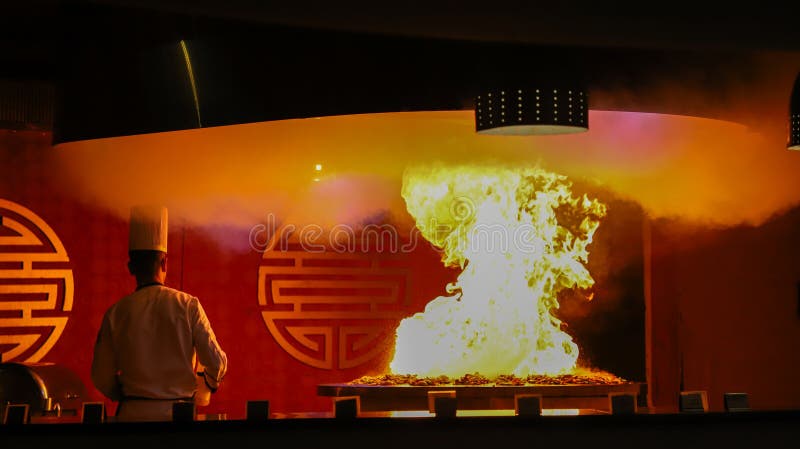 Chef cooking on the fire stock image. Image of cooc - 284880781