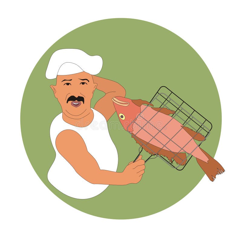 Cooking Fish Dorado, Tuna, Trout, Cartoon Top View Illustration ...
