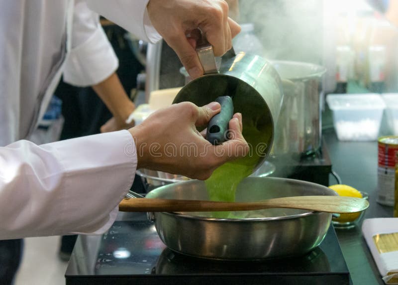 Chef Cooking Food in the Kitchen, Chef Preparing Food Stock Photo ...