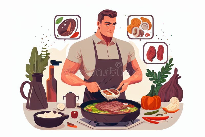 Chef Cooking with Fresh Vegetable for Healthy Food in Kitchen Created ...