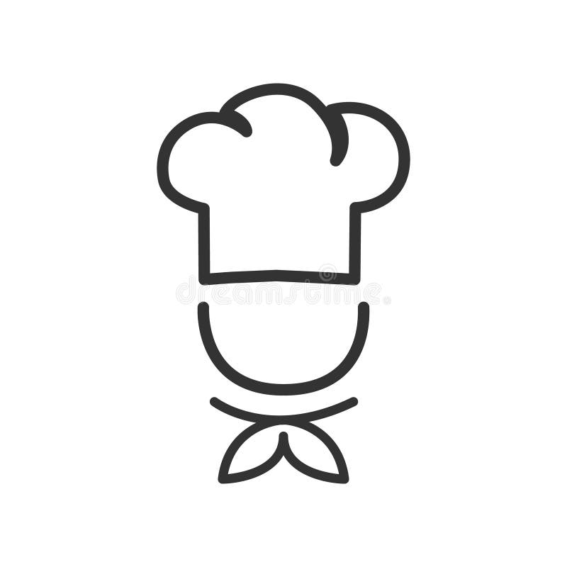 Chef in a Cooking Hat Vector Outline Logo. Kitchen Simple Black Icon Stock Vector - Illustration ...