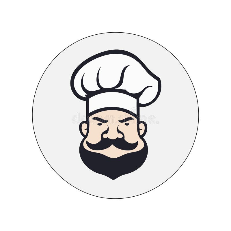Chef in a Cooking Hat Vector Outline Logo. Kitchen Simple Icon. Stock ...