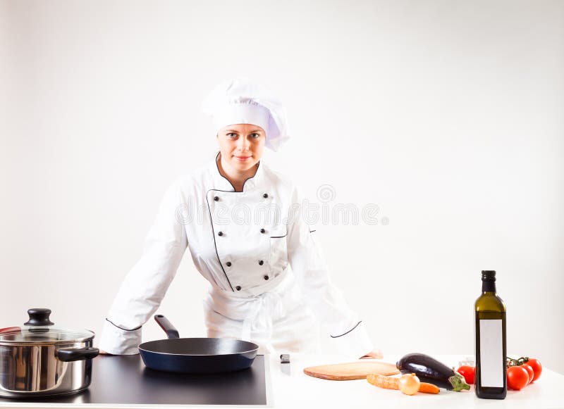 Chef Cooking in Her Kitchen Stock Image - Image of people, food: 84846475