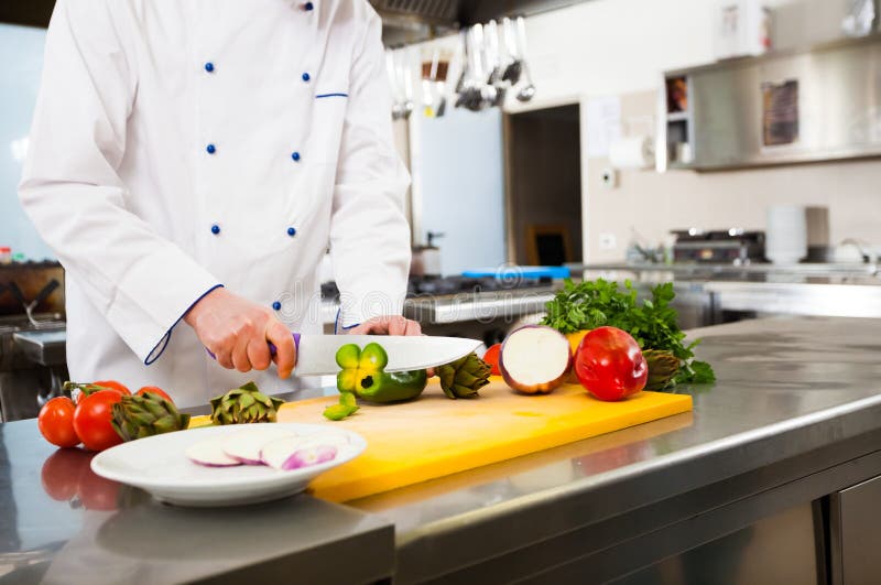 Chef Cooking in His Kitchen Stock Image - Image of vegan, cuisine: 38212497