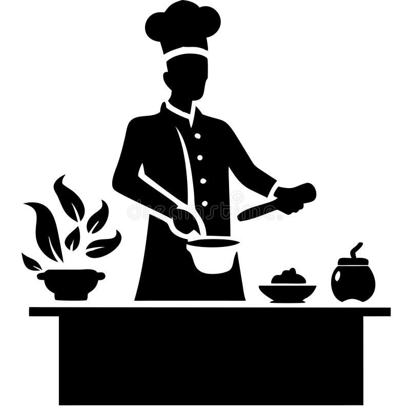Chef Cooking in Kitchen with Bowl and Ingredients Representing Culinary ...