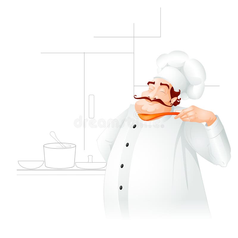 Chef cooking in kitchen stock vector. Illustration of confident - 31020105