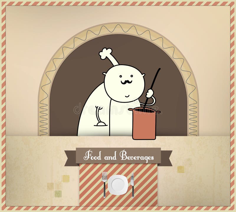 Chef Cooking in Large Pot stock illustration. Illustration of chef ...